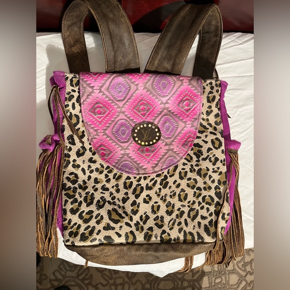 Keep It Gypsy | Bags | Keep It Gypsy Purple Aztec Leopard Backpack | Poshmark